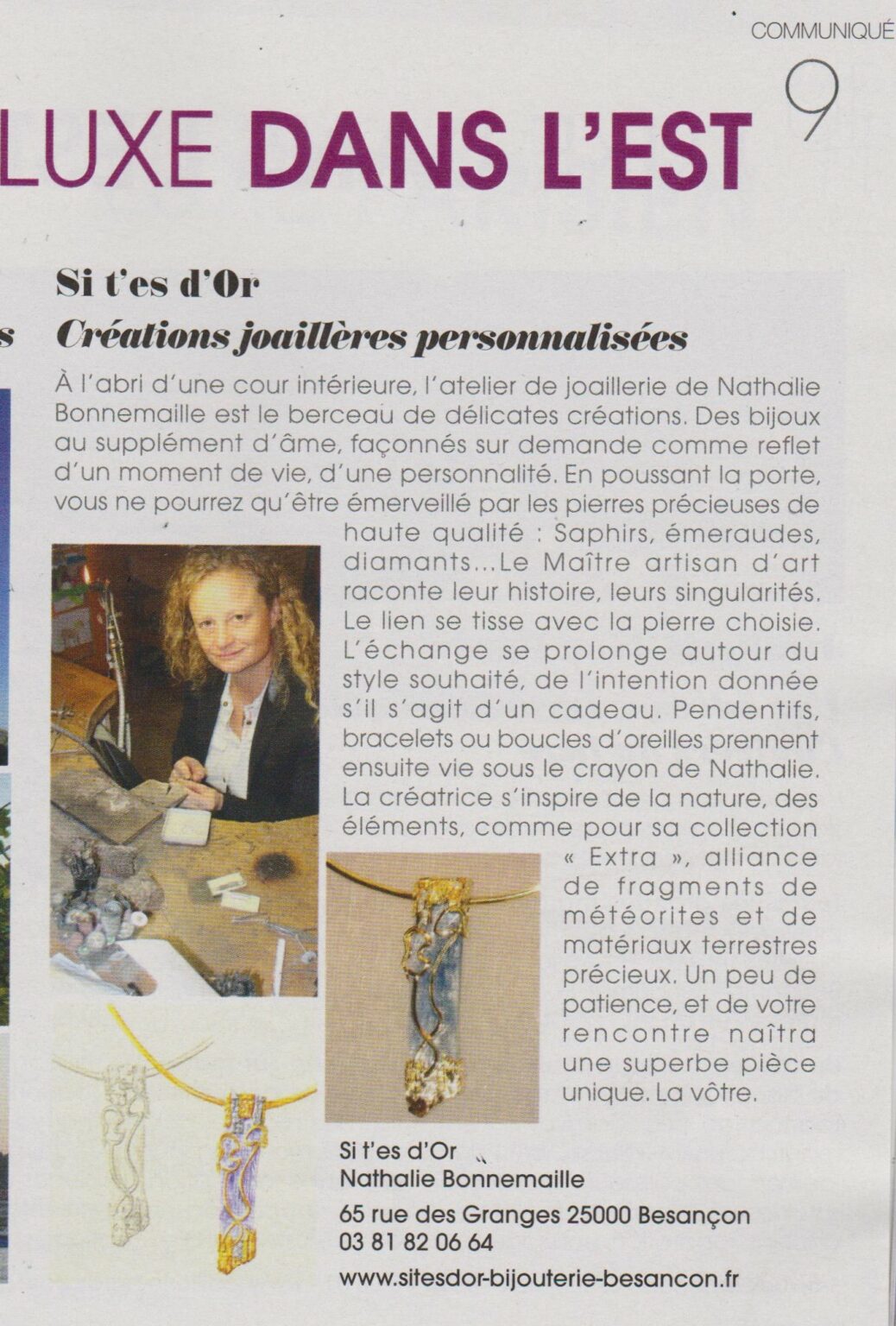 Luxe dans l’est : communiqué de presse GALA - Bonnemaille Joaillerie